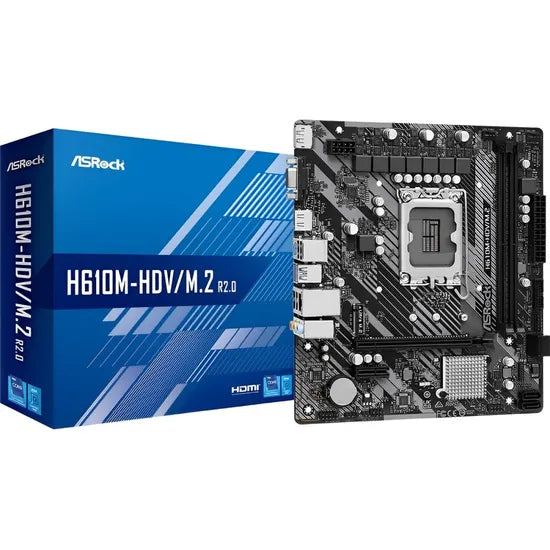PLACA MADRE ASROCK 1700 H610M-HDV/M.2 R2.0 /HDMI/DP/USB3.2/LAN/DDR5 ...